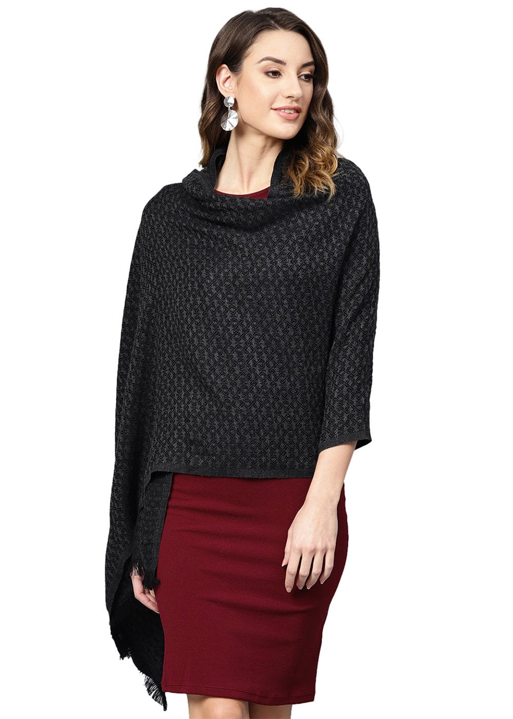 Get Black Hue Self Design Scarf at ₹ 650 | LBB Shop