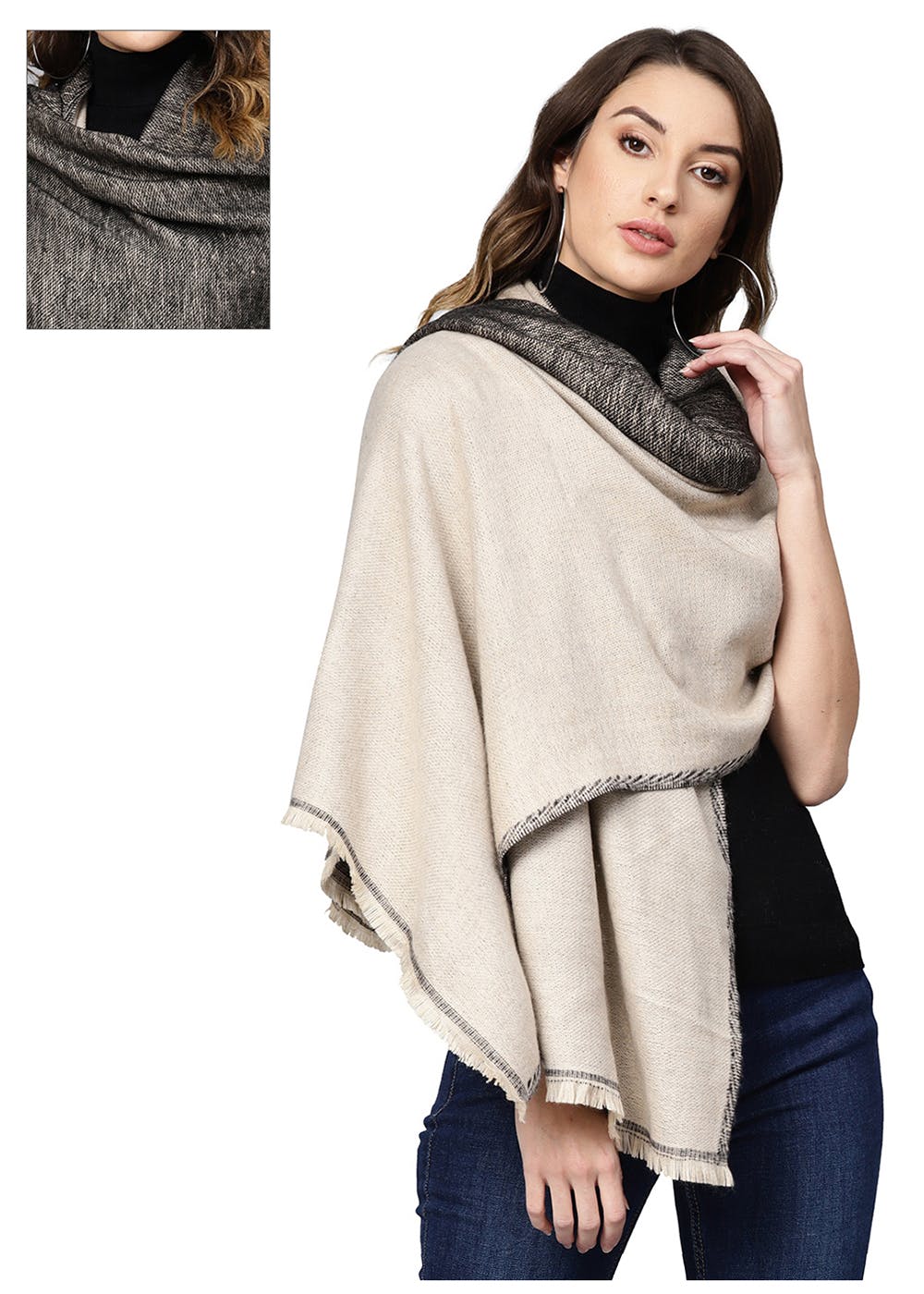Get Black & Beige Reversible Scarf at ₹ 750 | LBB Shop