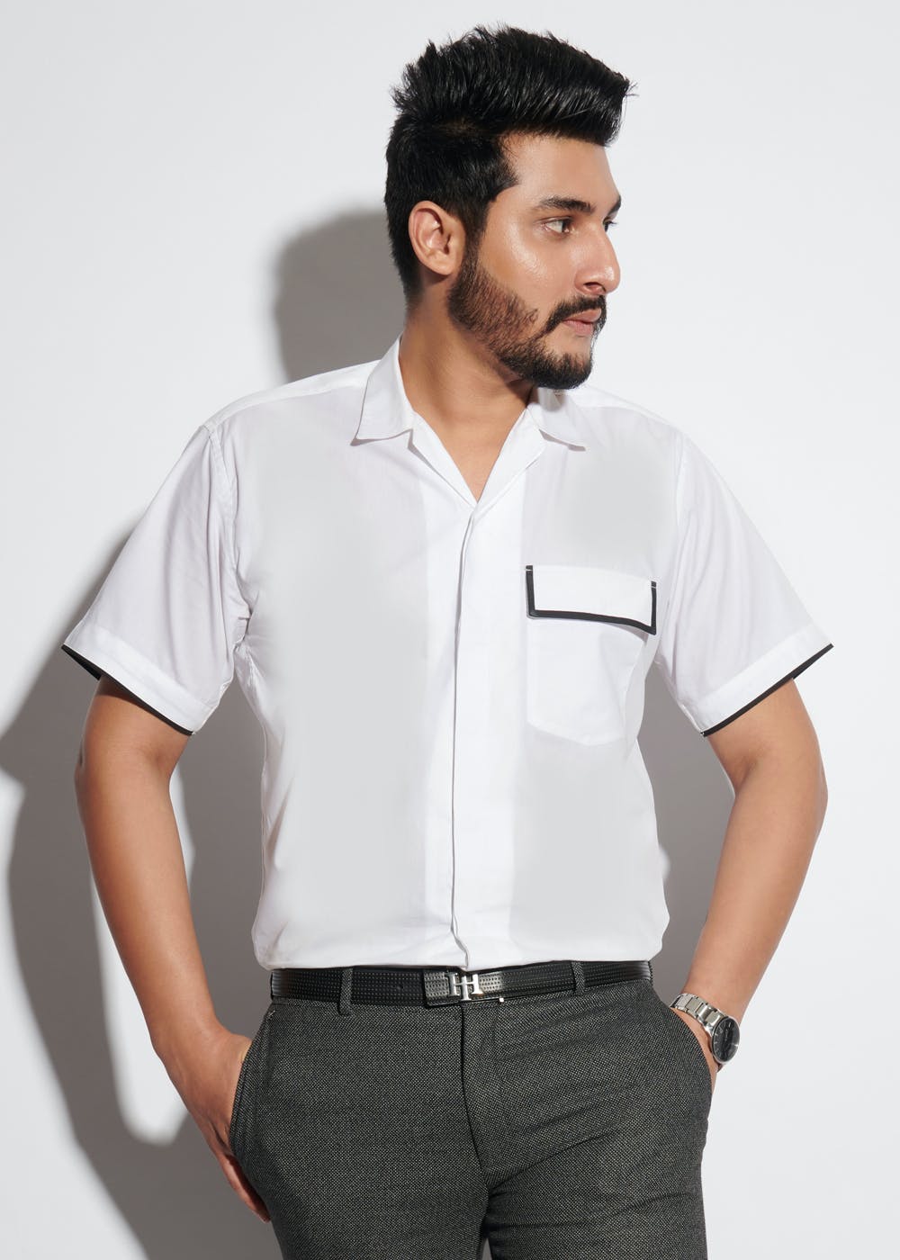 Get Lining Patch Pocket Detail White Shirt at ₹ 1299 | LBB Shop