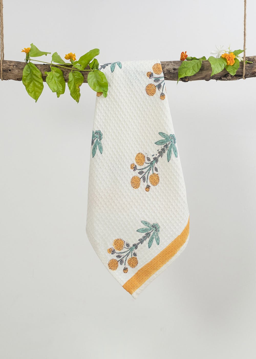 Get Handblock Marigold Printed Hand Towel at ₹ 499 | LBB Shop