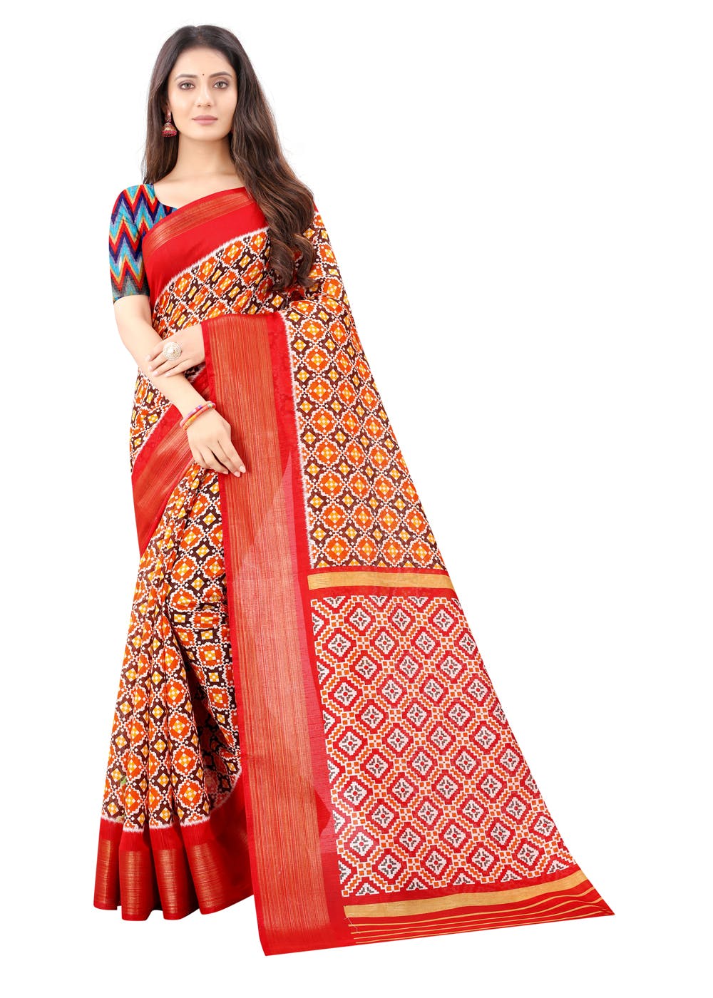 Get Peach Ikat Pattu Ikat Silk Saree at ₹ 799 | LBB Shop