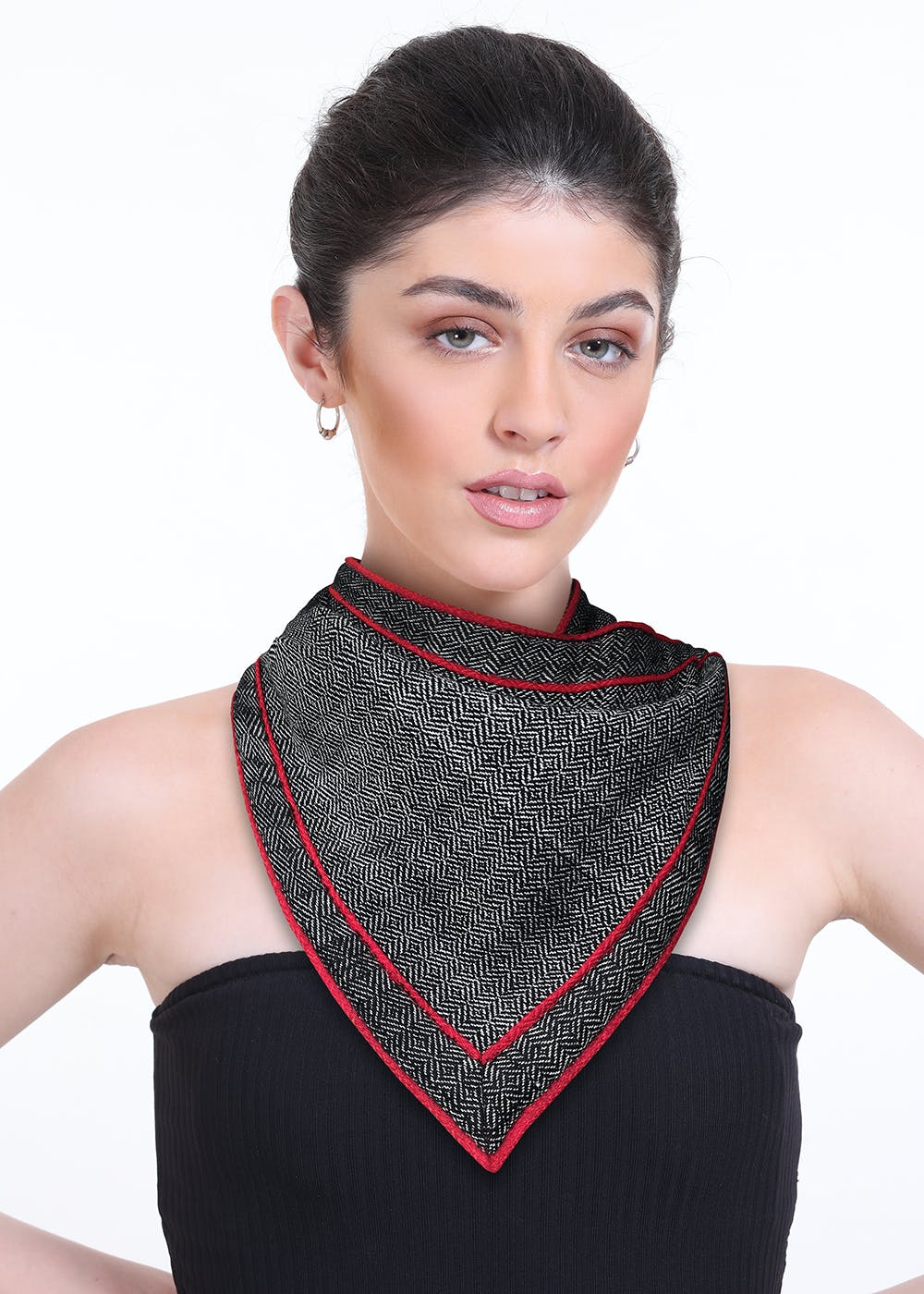 Get Black Herringbone Wollen Winter Scarf With Red Border at ₹ 4500 ...