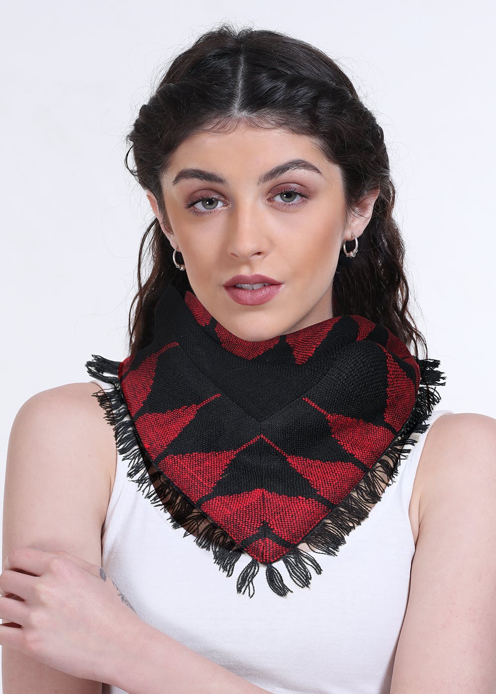 Get Black & Maroon Tribal Winter Scarf With Black Tassels at ₹ 4000 ...