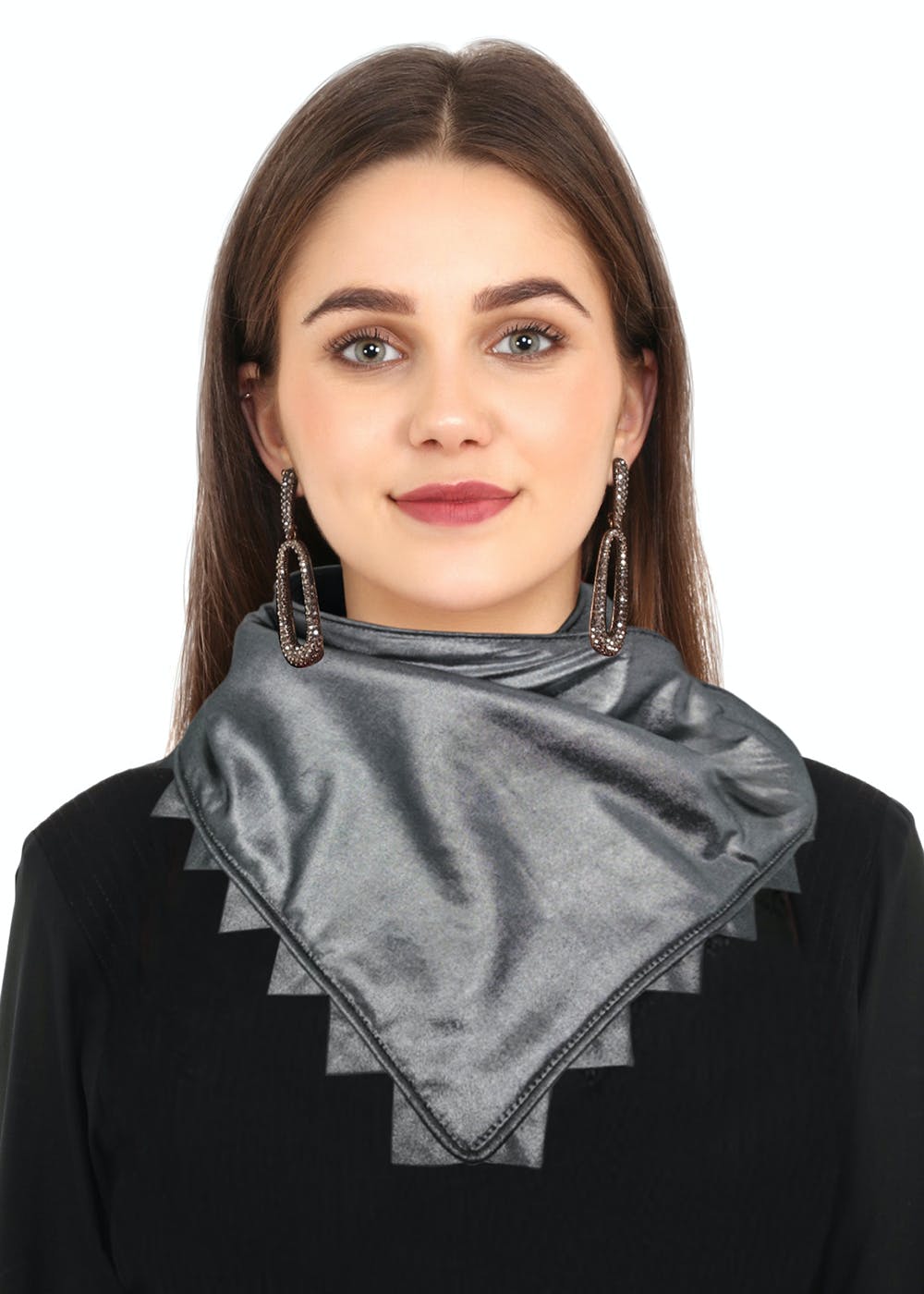Get Silver Black Lycra Foil Zig-zag Winter Scarf at ₹ 4000 | LBB Shop