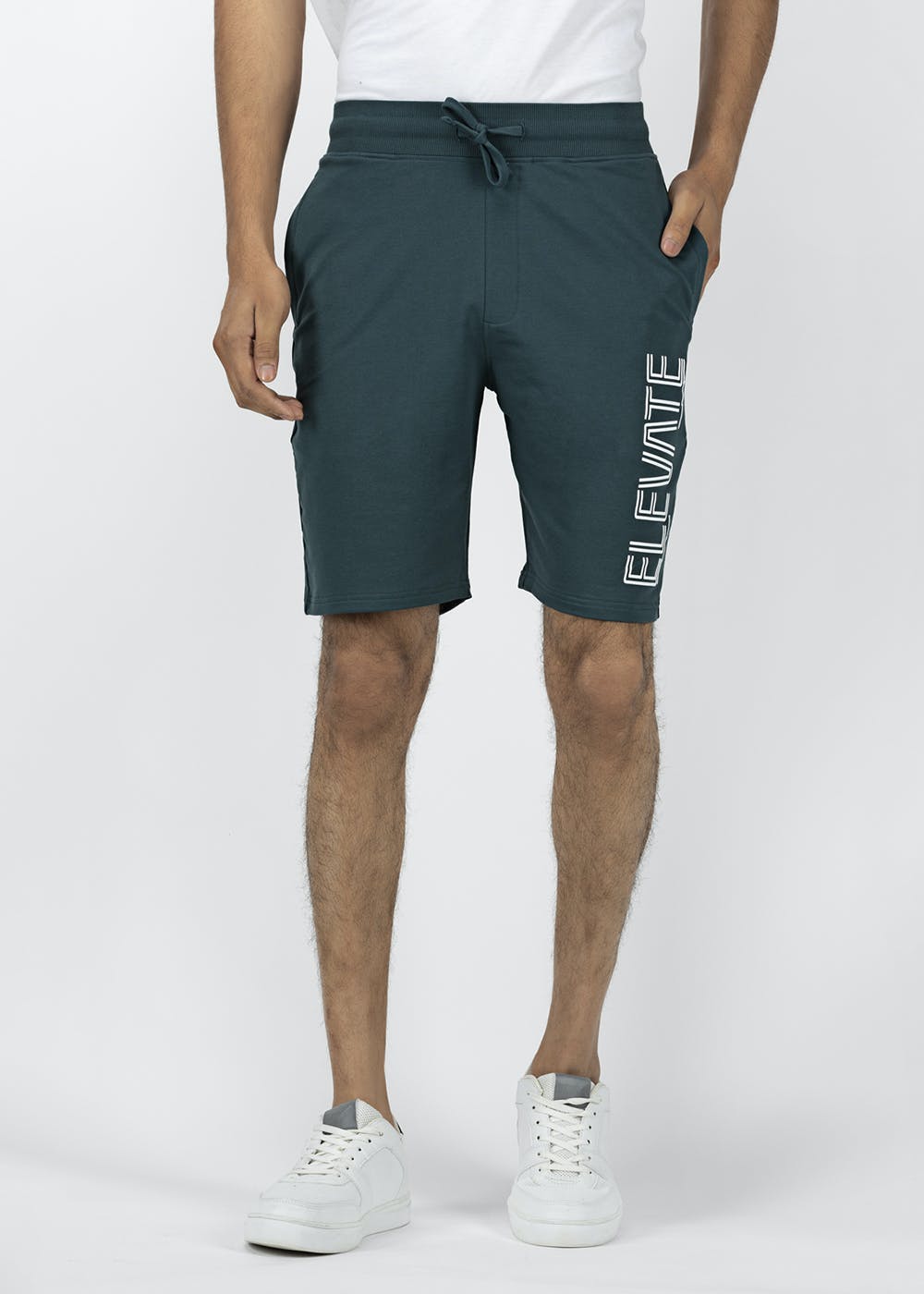 Get Elevate Graphic Forest Green Shorts at ₹ 649 | LBB Shop