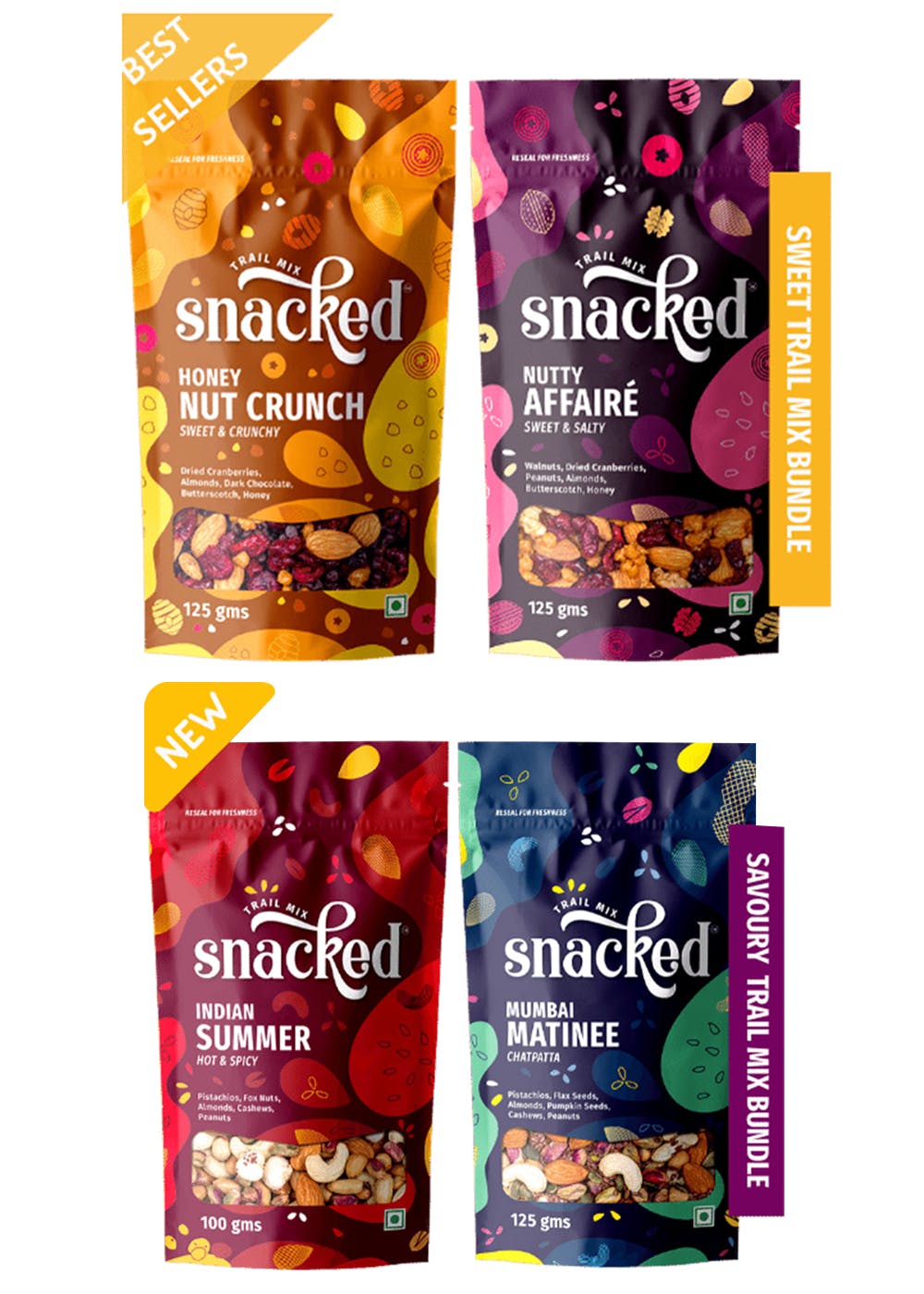 Get Mix Bundle (2 Sweet and 2 Savory Trail Mixes)- 125 gm Each at ₹ 640 ...