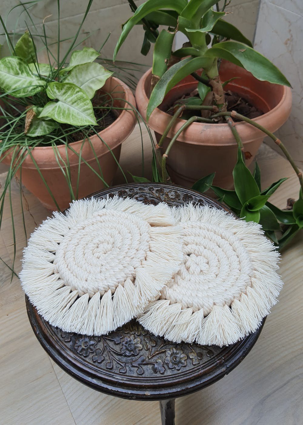 Get Macramé Fringe Coaster (Pack of 2) at ₹ 999 | LBB Shop