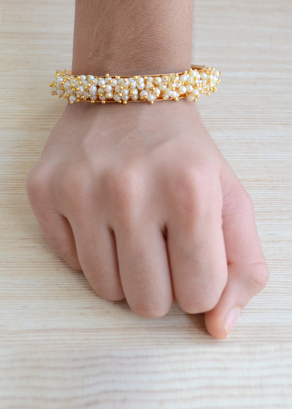 Get Ethnic Pearl Bead Broad Kada Bangle Bracelet at ₹ 299 | LBB Shop