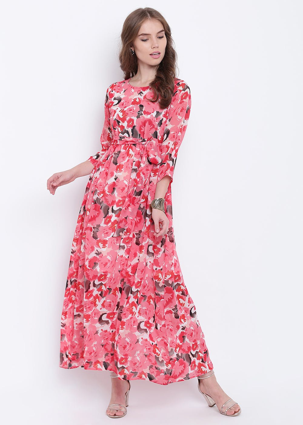 Get Tie Knot Waist Floral Maxi Dress at ₹ 598 | LBB Shop