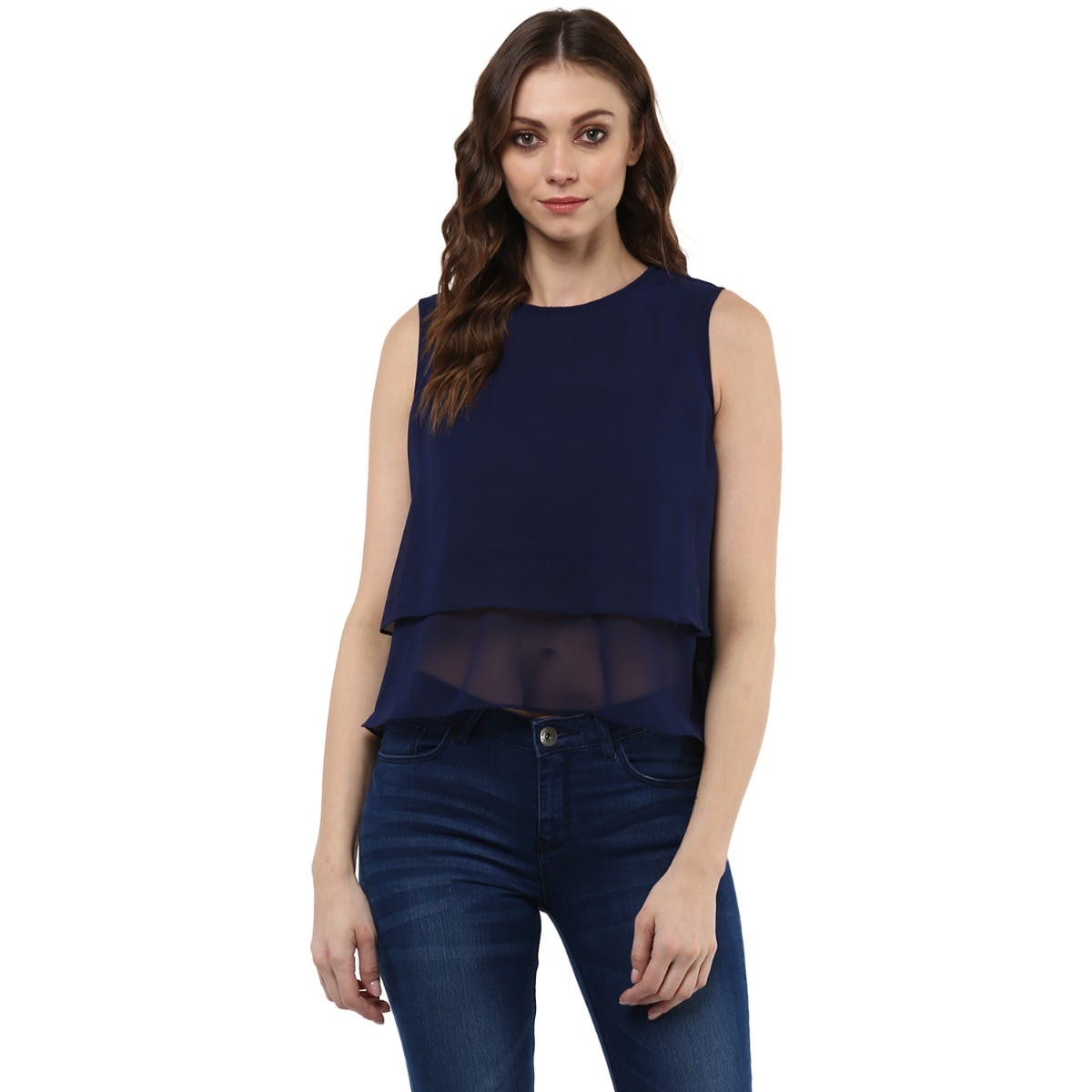 Get Sheer Hem Layered Sleeveless Top at ₹ 699 | LBB Shop