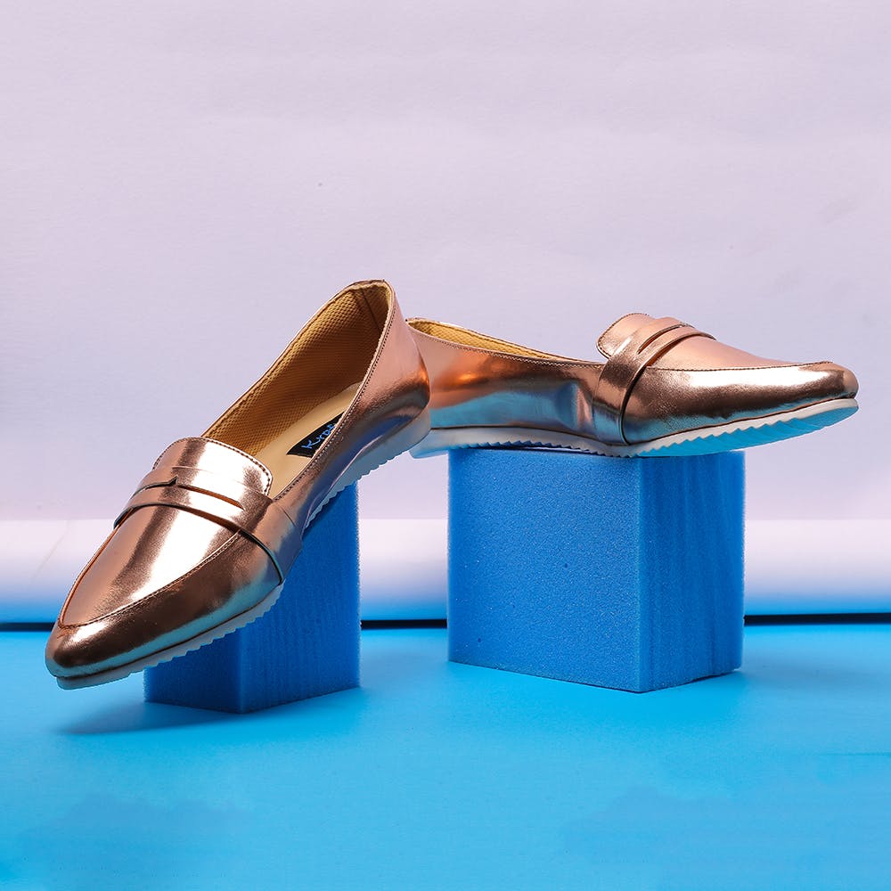 Get Gold Metallic Loafers at ₹ 979 | LBB Shop