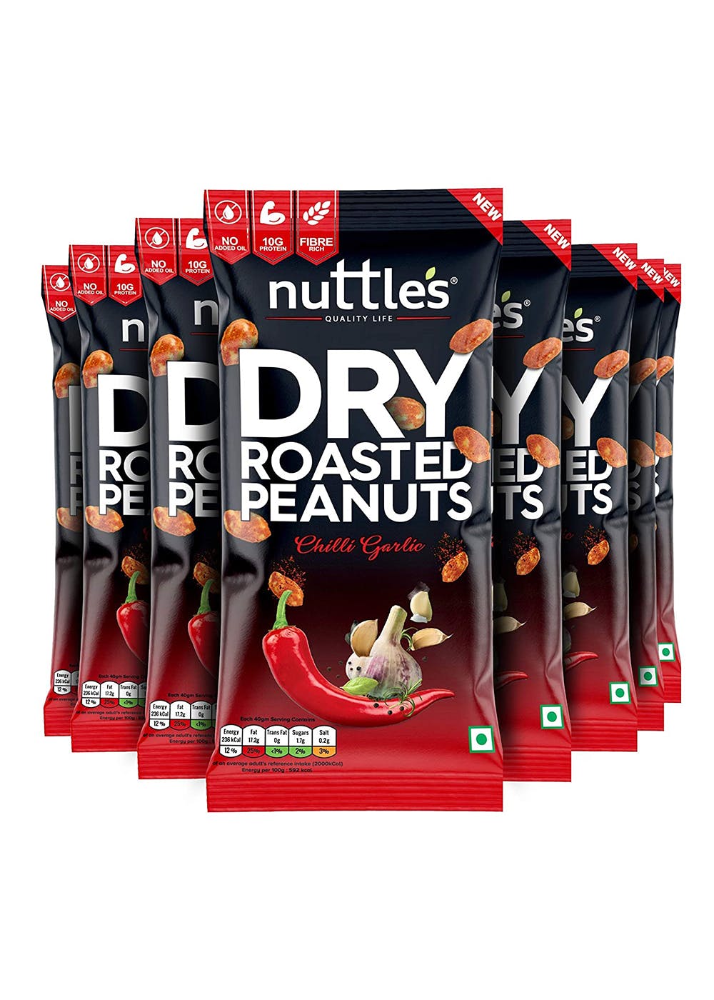 Get Dry Roasted Peanuts - Chilli Garlic (Pack of 8) at ₹ 199 | LBB Shop