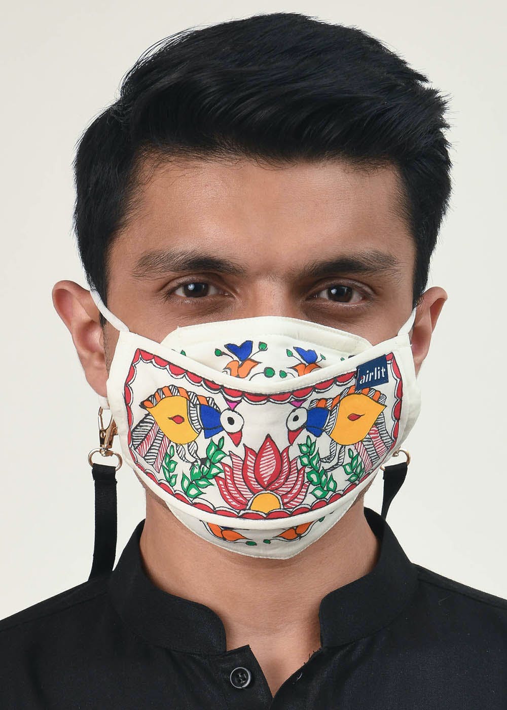 Get The Warbler Madhubani Hand Painted Reusable Mask at ₹ 899 | LBB Shop