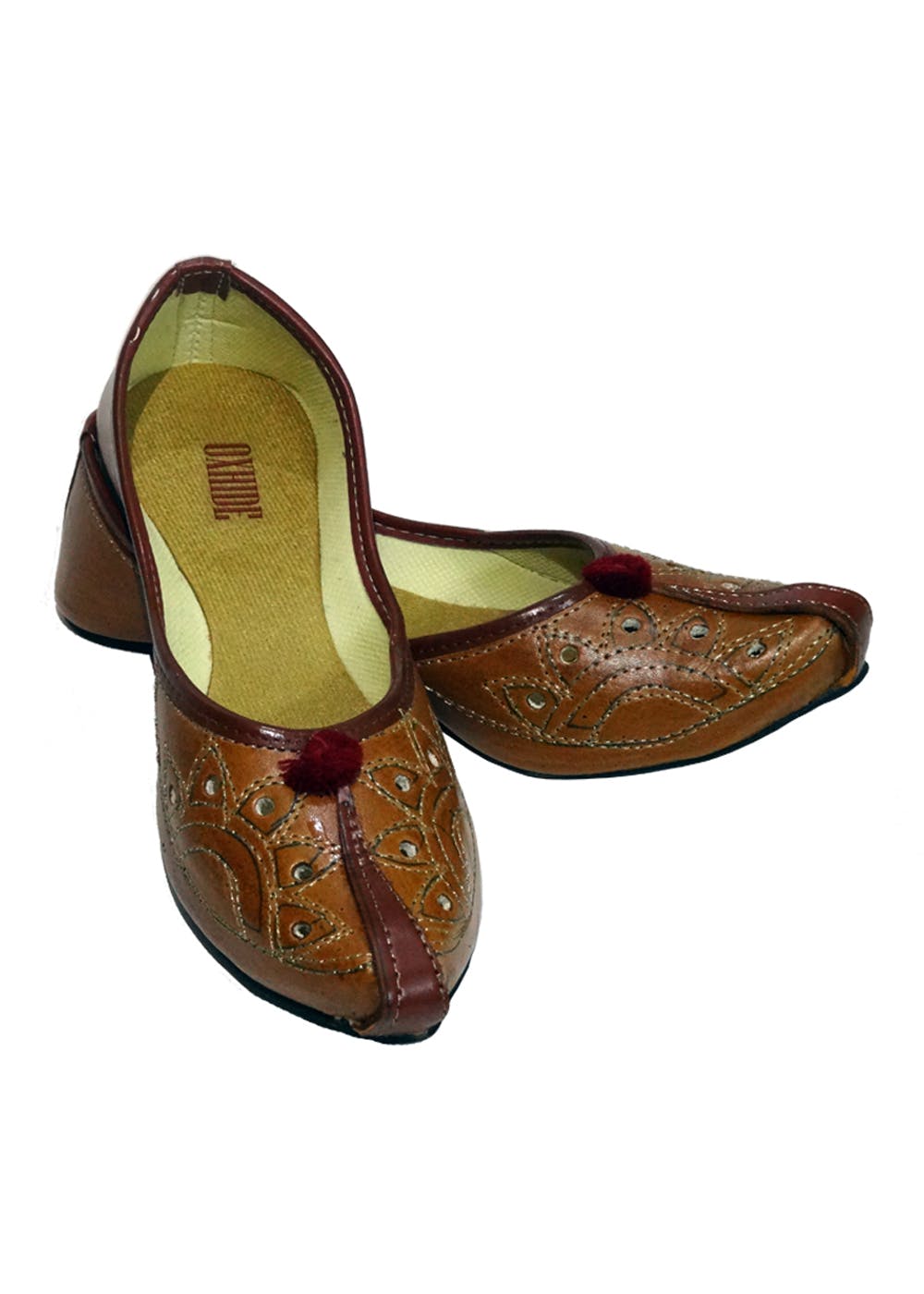 Get Cut-Out Detail Brown Leather Jutti at ₹ 560 | LBB Shop