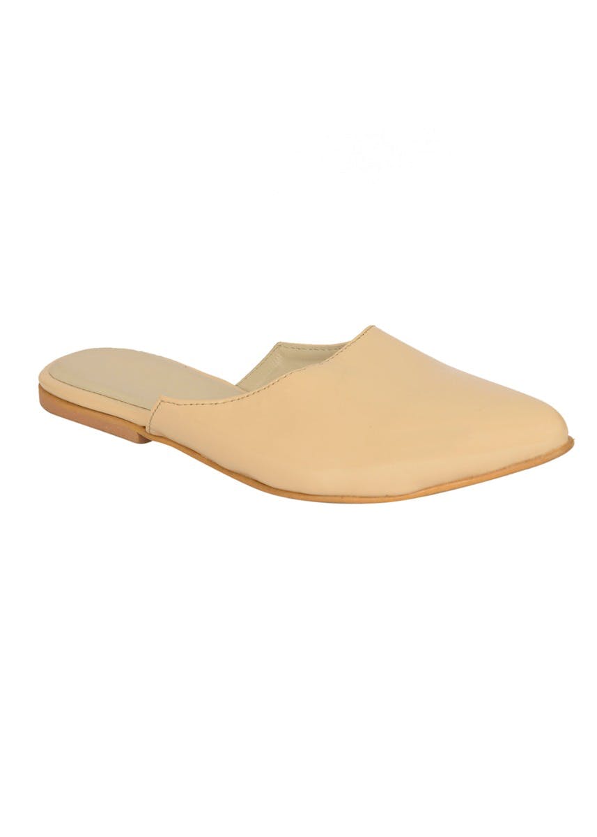Get Patent Cream Mule Flats at ₹ 999 | LBB Shop
