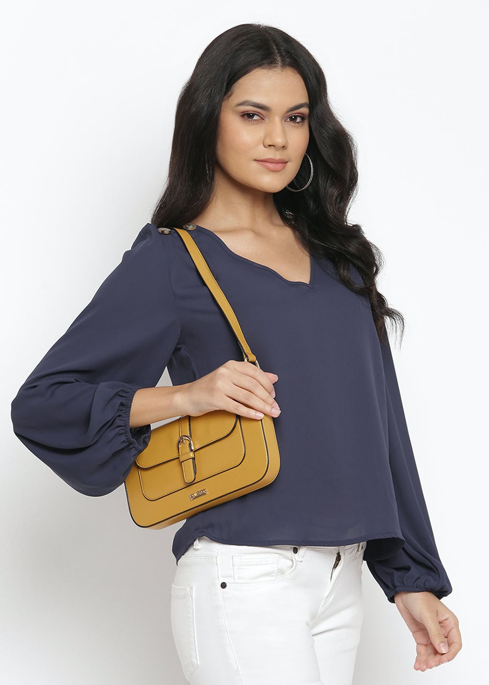 Get Short Sling Structured Shoulder Handbag For Yellow at ₹ 1549 | LBB Shop