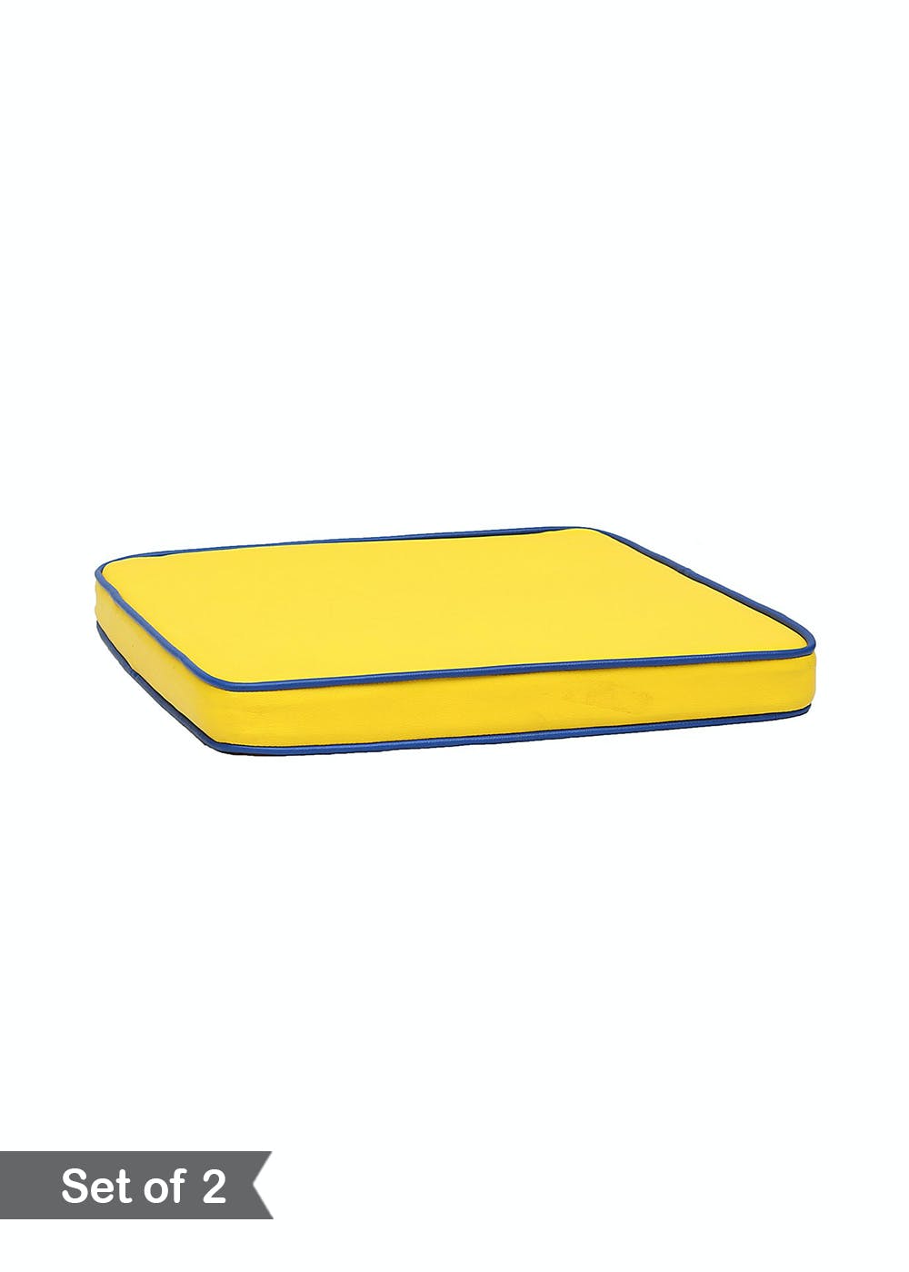 Get Yellow Square Floor Seating With Blue Piping - Set Of 2 at ₹ 1750 ...