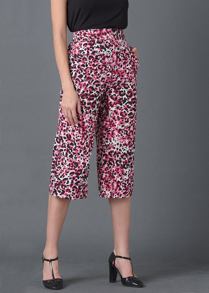 Get Leopard Print Pink Culottes With Pockets at ₹ 990 | LBB Shop