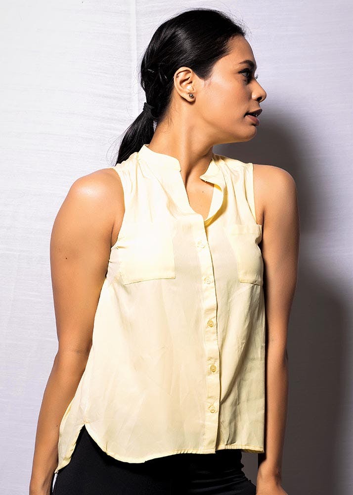 Get Solid Sleeveless High-Low Shirt at ₹ 795 | LBB Shop