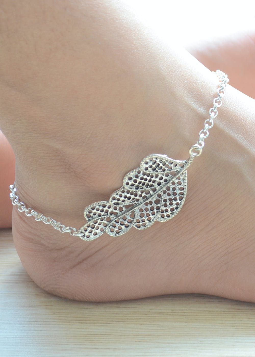 Get Contemporary Modern Gypsy Boho Textured Leaf Statement Anklet ...