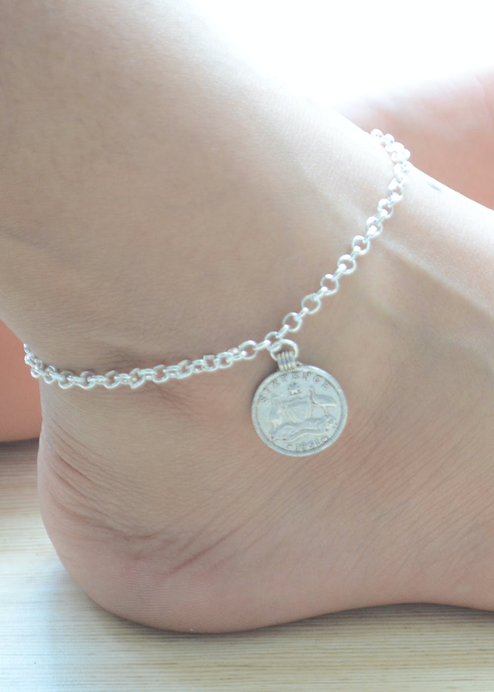Get Sixpence Coin Anklet Contemporary Detailed Payal Silver at ₹ 259 ...