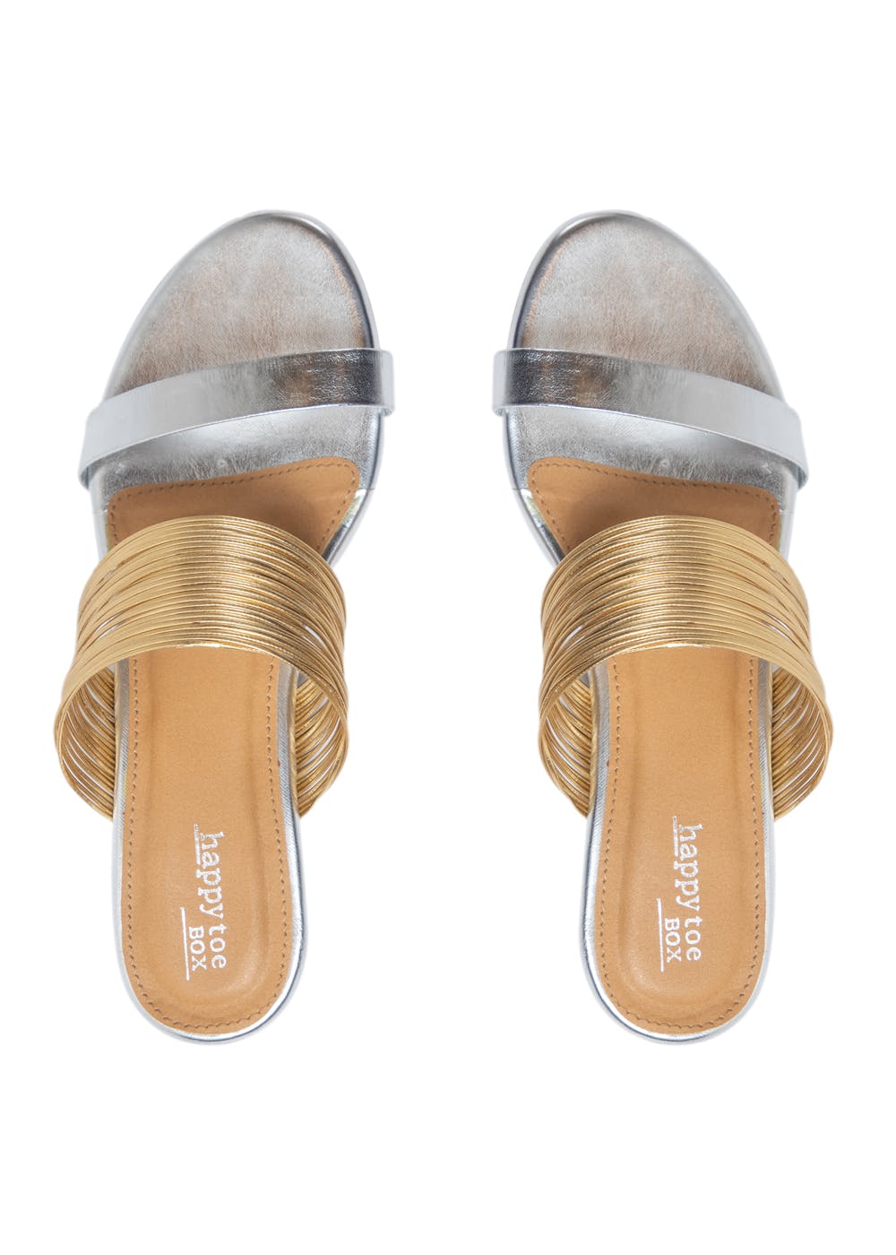Get Silver and Gold Multi Chained Strappy Slides at ₹ 949 | LBB Shop