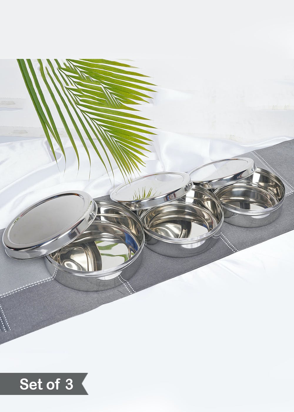 Get Stainless Steel Multi Purpose Container - Set of 3 at ₹ 1199 | LBB Shop