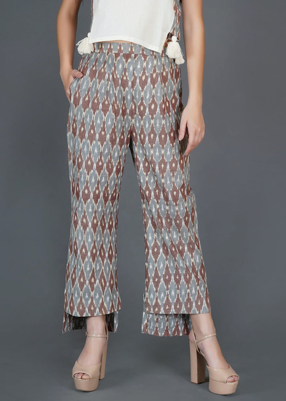 Get Ikat Pattern High Low Pant at ₹ 1200 | LBB Shop