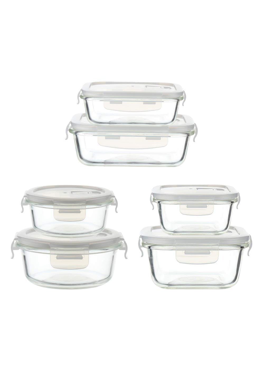 Get Glass Mixed Containers with Lid (500 ml, 580 ml, 620 ml, 800 ml ...