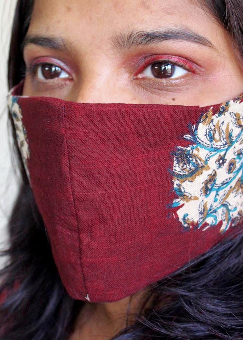 Get Maroon Printed Cotton Masks - Pack of 4 at ₹ 550 | LBB Shop