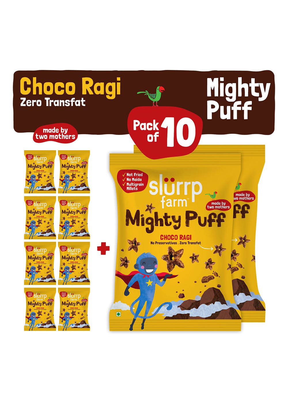 Get Choco Ragi Mighty Puff Combo - Pack of 10 at ₹ 200 | LBB Shop