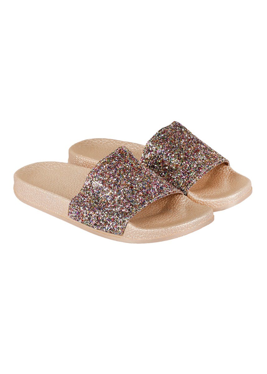 Get Multicolour Sequin Embellished Strap Slides at ₹ 524 | LBB Shop