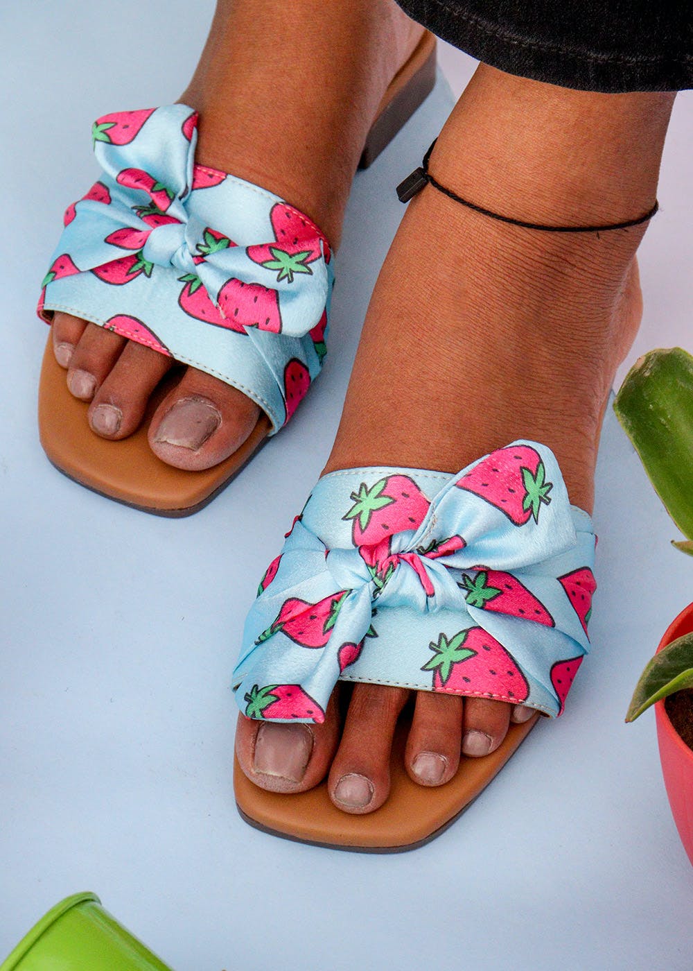 Get Strawberry Printed Knot Strap Slides at ₹ 699 | LBB Shop