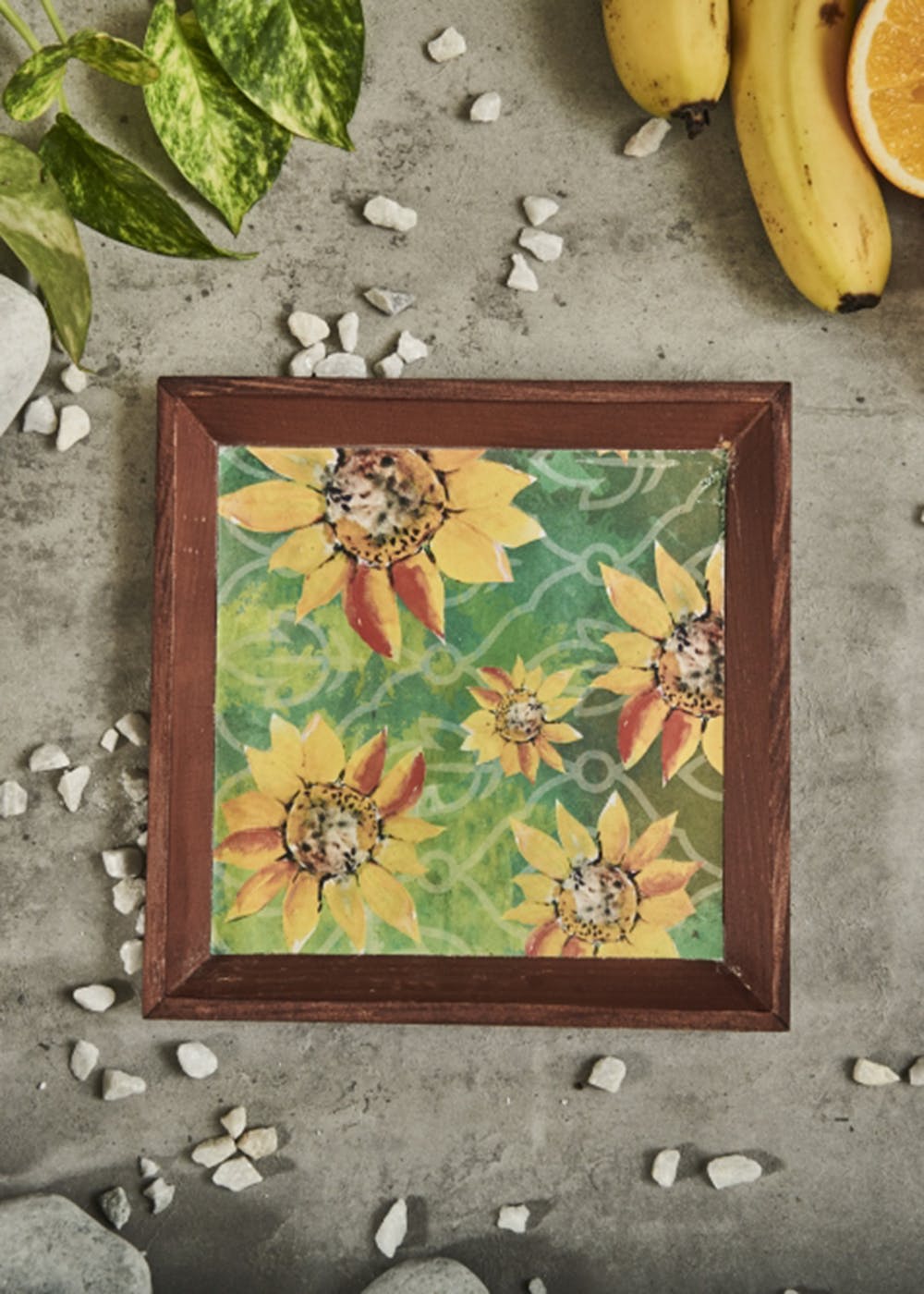 Get Sunflowers Square Wooden Serving Tray at ₹ 749 | LBB Shop