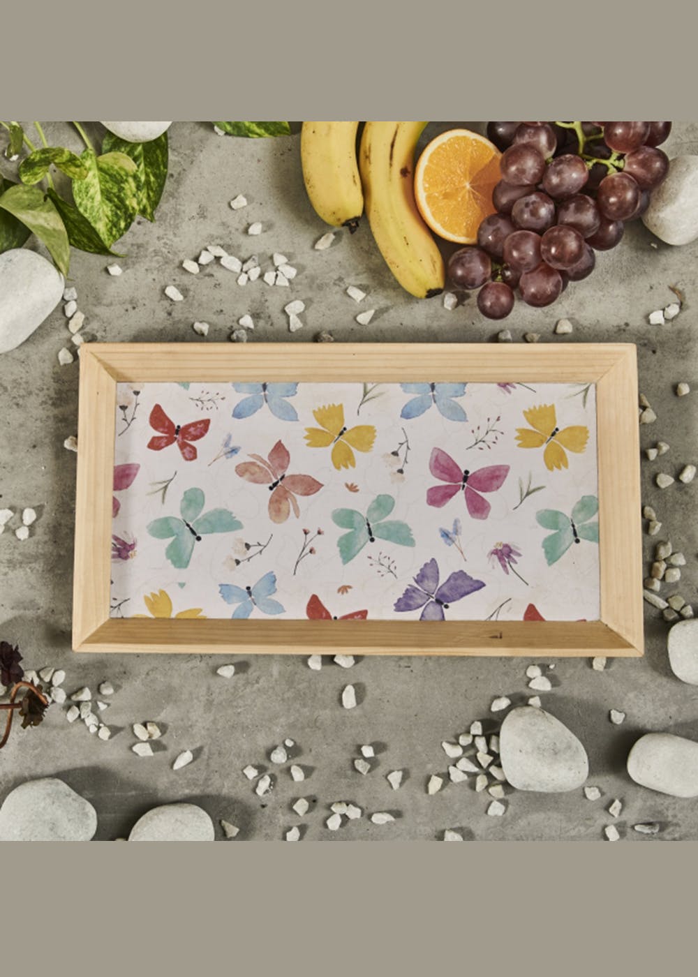 Get Butterflies Rectangle Wooden Serving Tray at ₹ 1249 | LBB Shop
