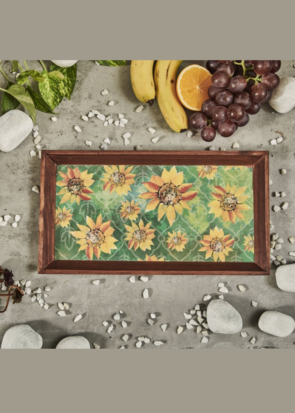 Get Sunflowers Rectangle Wooden Serving Tray at ₹ 1249 | LBB Shop