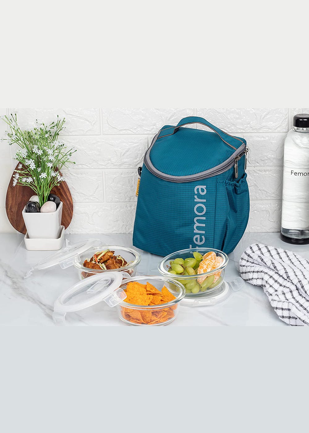 Get Borosilicate Glass Designer Lunch Box - Set of 3 at ₹ 1434 | LBB Shop