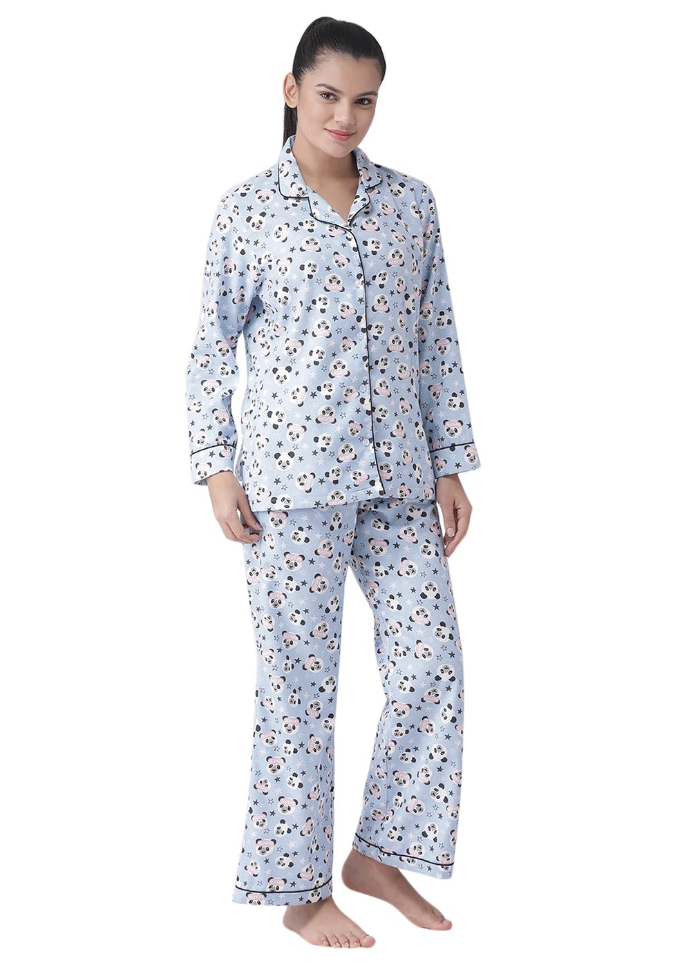 Get Sleepy Panda Printed Blue Nightsuit at ₹ 1999 | LBB Shop