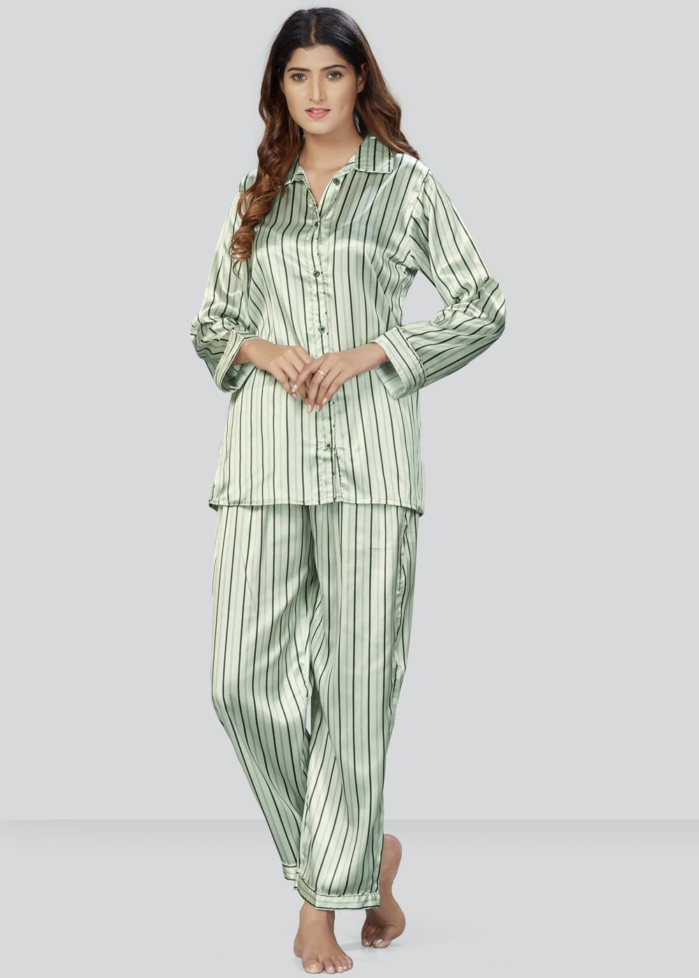 Get Piping Detail Striped Nightsuit Set at ₹ 1699 | LBB Shop