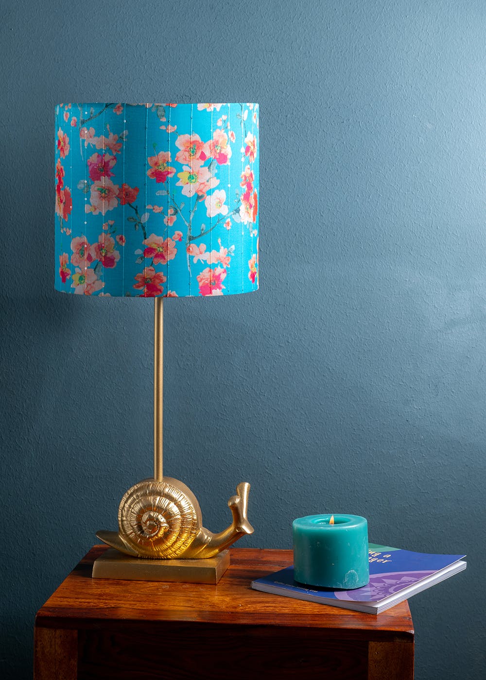 Get The Snail Lamp With Floral Cyan Shade at ₹ 3999 | LBB Shop