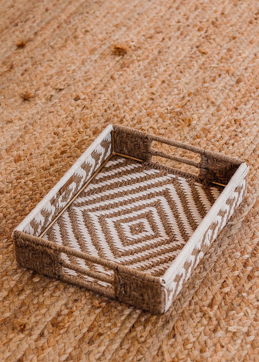 Get Beige And White Natural Jute Tray at ₹ 1800 | LBB Shop