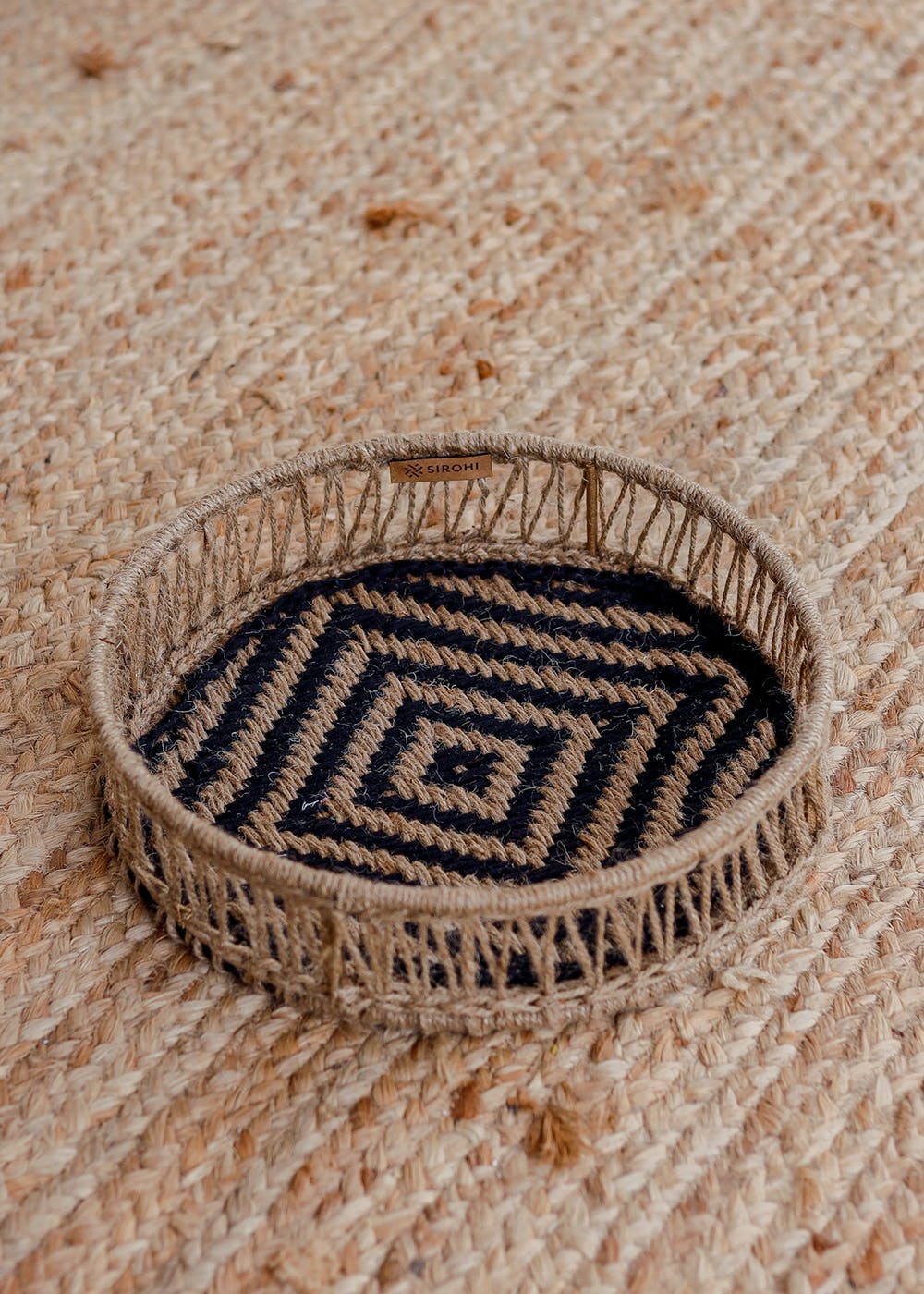 Get Beige And Black Jute And Upcycled Textile Tray at ₹ 1800 | LBB Shop