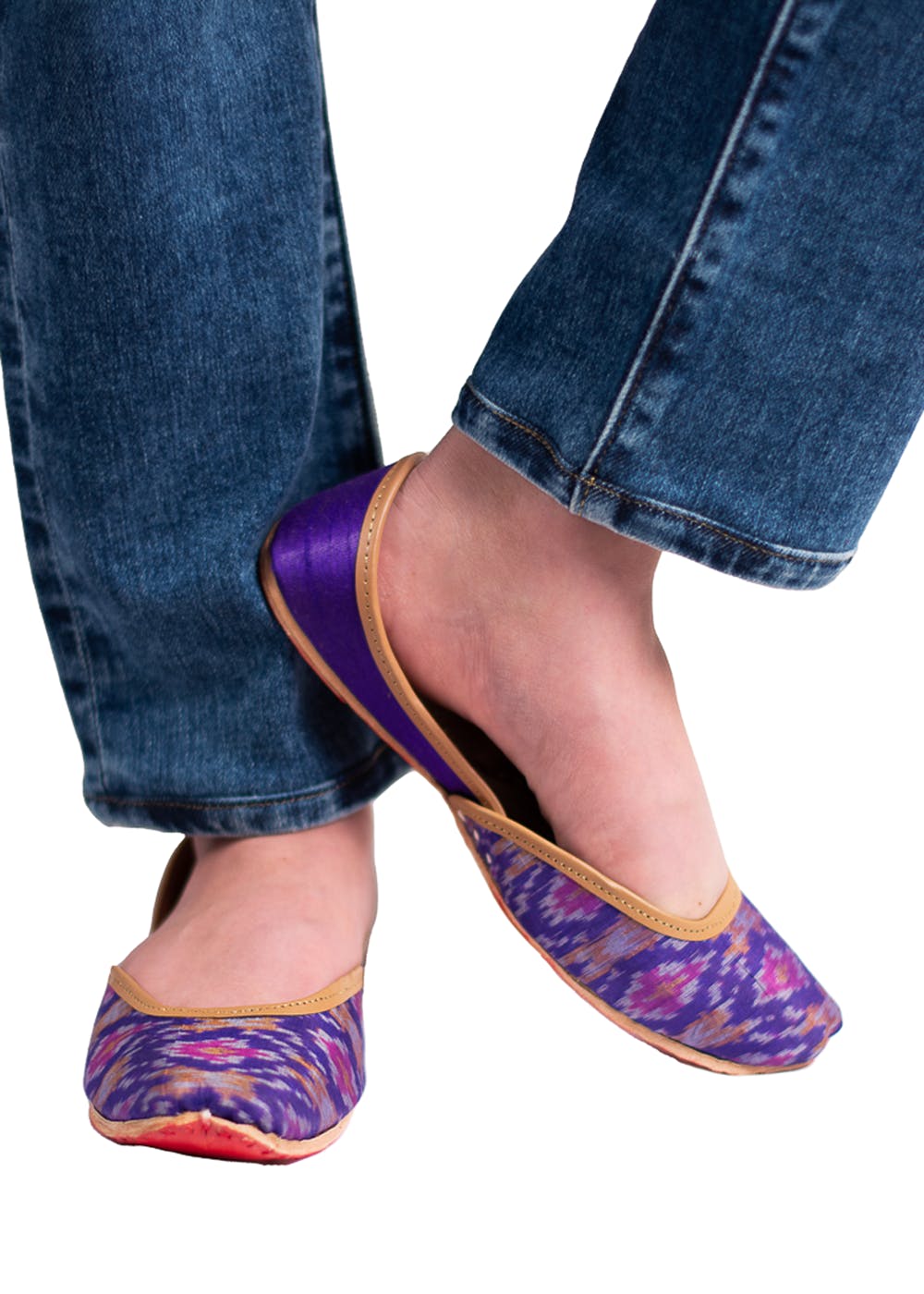 Get Violet Ikat Leather Jutti at ₹ 1299 | LBB Shop