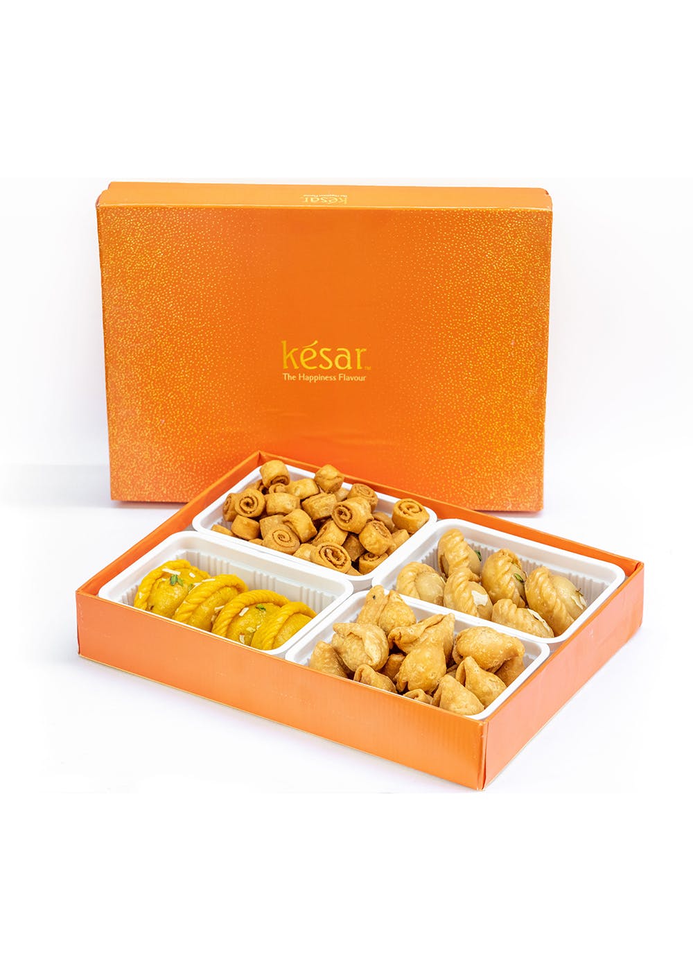 Get Holi Festival Orange Box (Kesar Gujiya, Chandrakala, Mini Samosa ...
