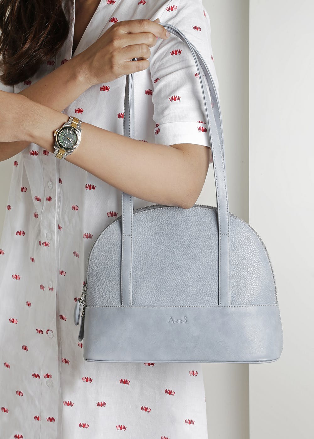 Get Solid Textured Structured Handbag at ₹ 2399 | LBB Shop