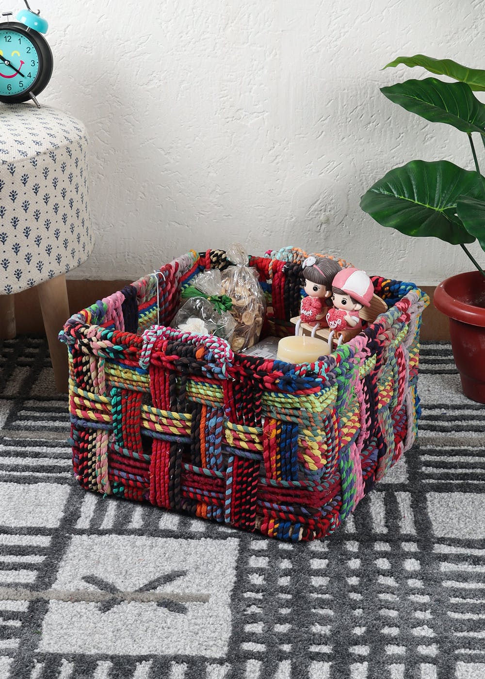 Get Multicolor Cotton Round Rope Basket at ₹ 2000 | LBB Shop