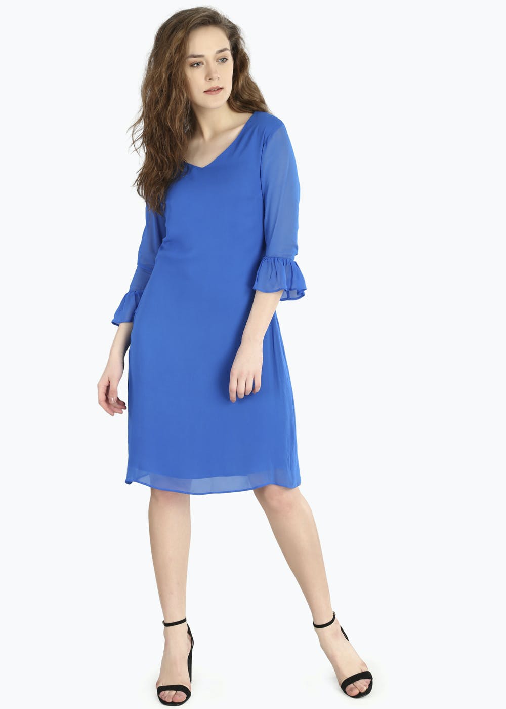 Get Blue A-Line Ruffle Dress at ₹ 1964 | LBB Shop