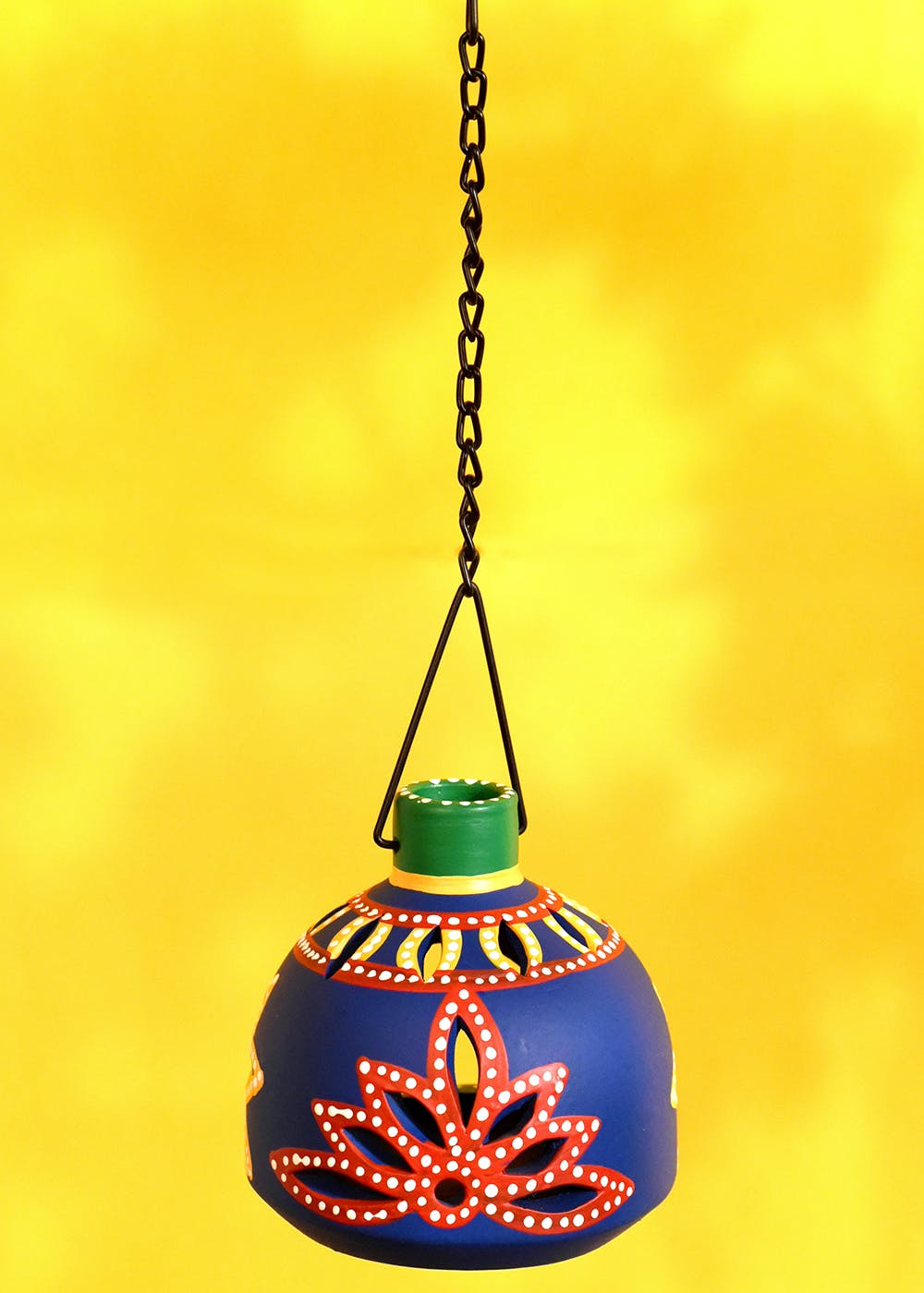 Get Terracotta Handpainted Blue Matki Hanging Tea Light at ₹ 510 | LBB Shop