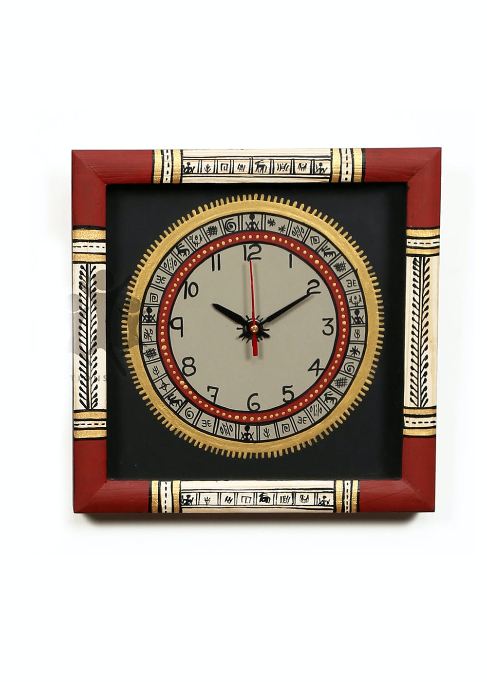 Get Wall Clock Handcrafted Warli Art White Dial with Glass Frame at ...