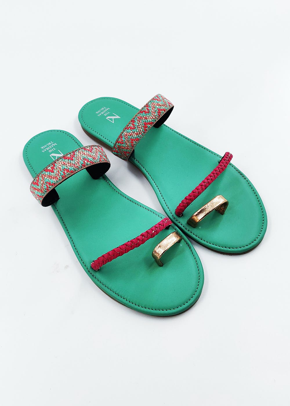 Get Mint Woven Design Open Toe Flats at ₹ 1620 | LBB Shop